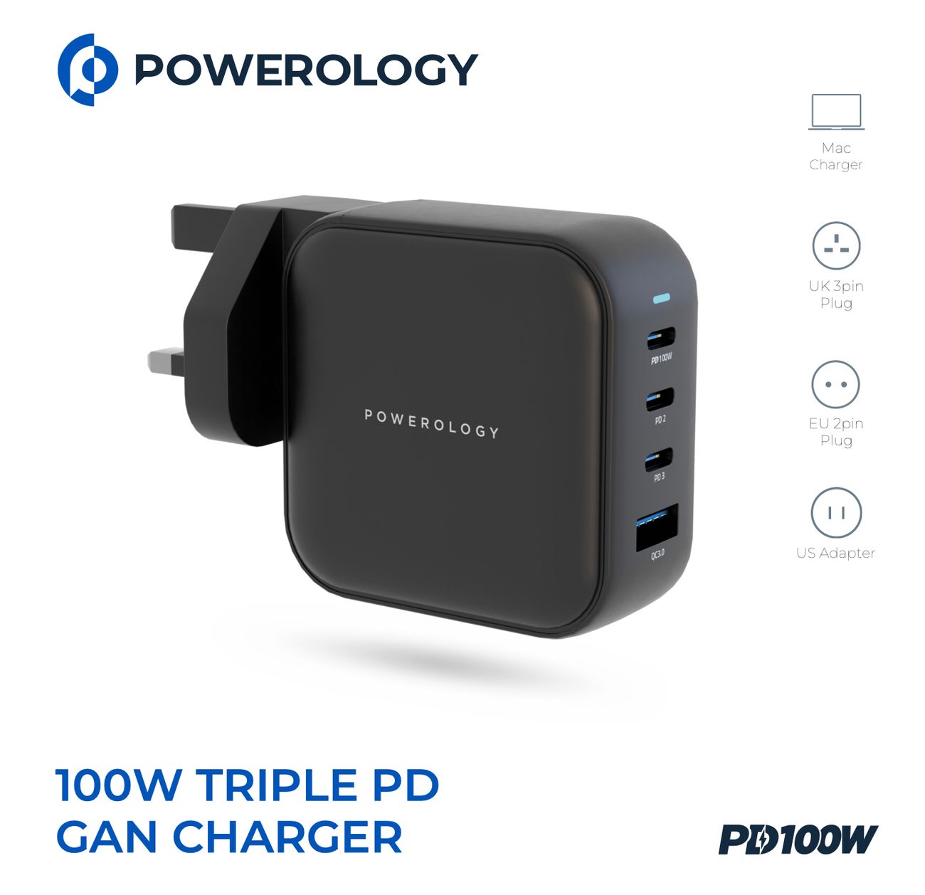 POWERLOGY 100W TRIPLE PD ADAPTER – CellTel